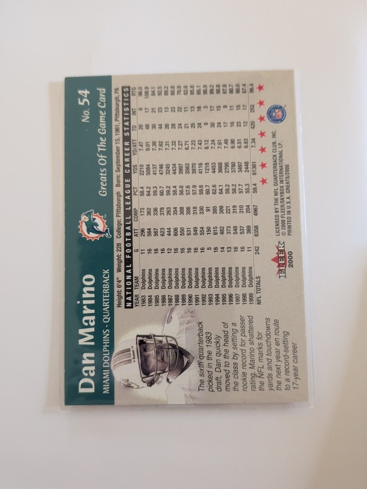 2000 Fleer Greats of the Game - Dan Marino #54 | eBay UK