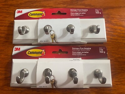 2 NEW Command Key Rail Indoor Use Holds 2 lbs White HOM-18Q Damage Free ...