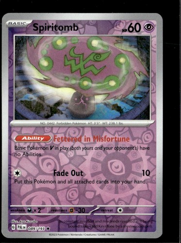 Pokemon Spiritomb 089/193 Paldea Evolved Reverse Holo Rare 5 Card Lot ...