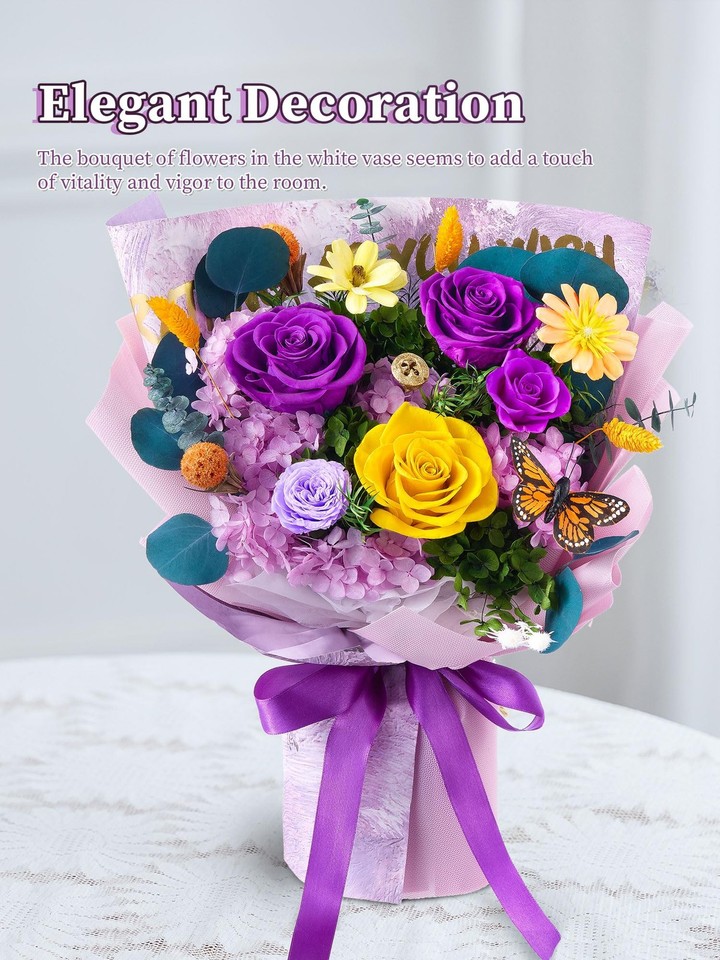Flowers for Delivery Forever Flowers Preserved Roses Bouquets Purple ...