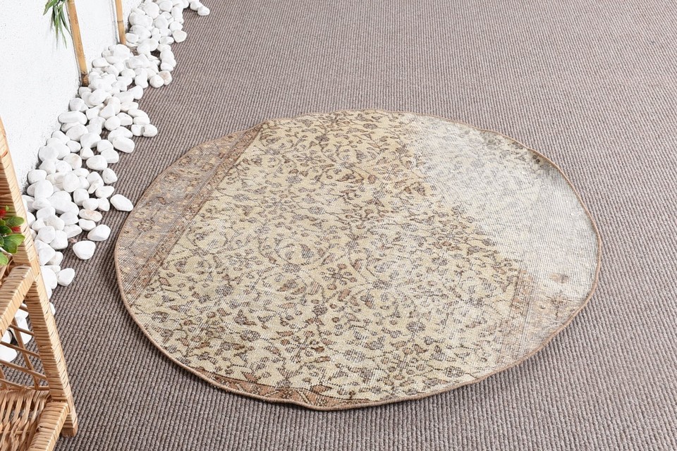 Decorative Rug, Moroccan Beige and Brown Pattern, 3.7x3.6 ft | eBay