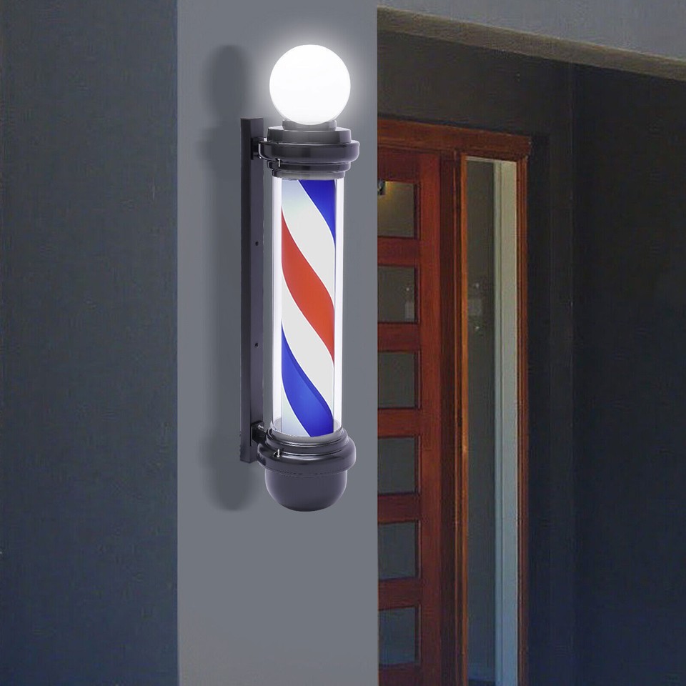 32" Barber Pole Light Rotating Sign Light Hair Salon Shop Rainproof for ...