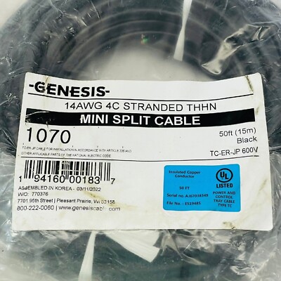 GENESIS 1070 14 AWG 4C STRANDED THHN MINI SPLIT CABLE 50ft | eBay