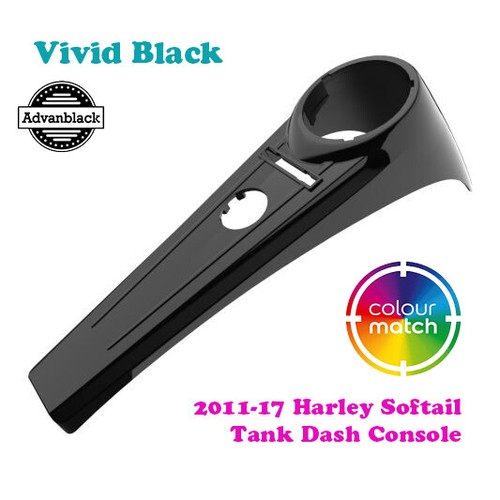 Vivid Black Extended Tank Dash Console fit 11-17 Harley Softail Fat Boy ...
