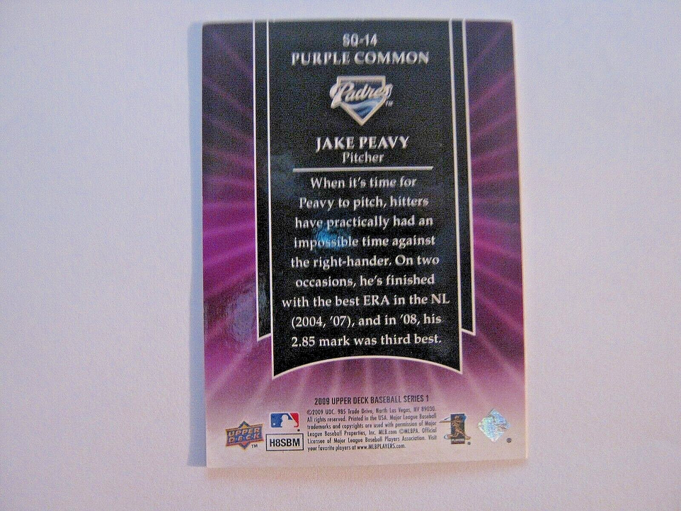 Jake Peavy 2009 Upper Deck Star Quest Purple Common Card #SQ-14 | eBay