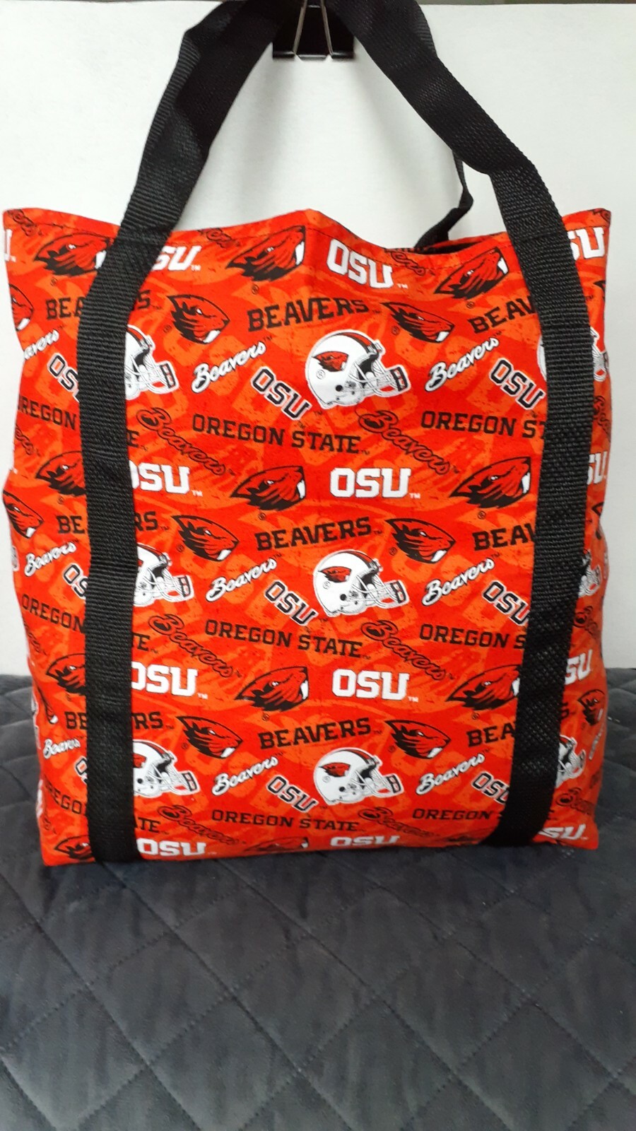 Handcrafted all purpose tote/shopping bag-orange & black Oregon Beavers ...