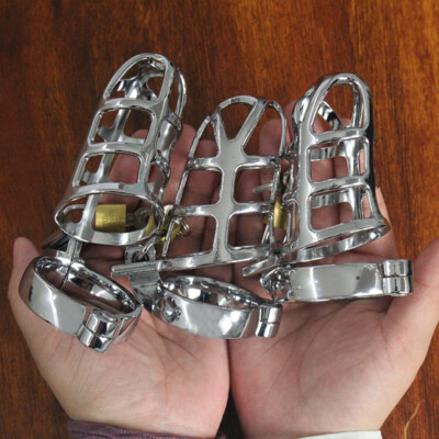 Stainless Steel Male Chastity Cage Device 40/45/50mm Lock Rings Penis ...