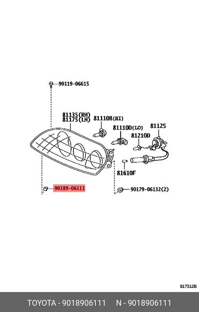 Genuine OE clip plastic 9018906111 for TOYOTA 90189-06111 online kaufen ...
