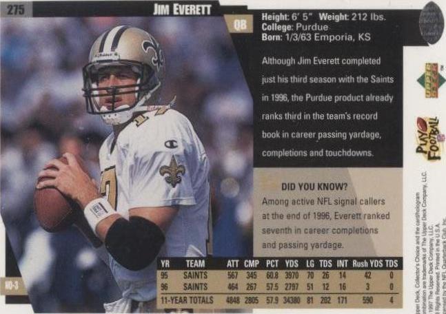 1997 Upper Deck Collector's Choice Jim Everett #275 for sale | eBay