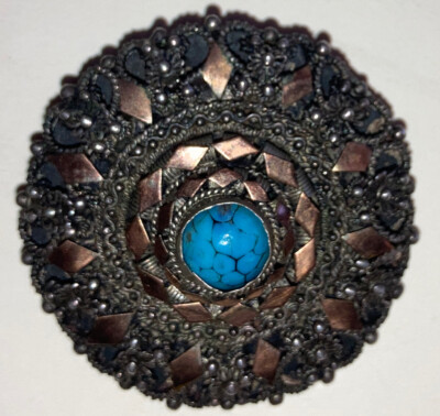 Antique Turkish 900 Silver Turquoise Pendant Brooch | eBay