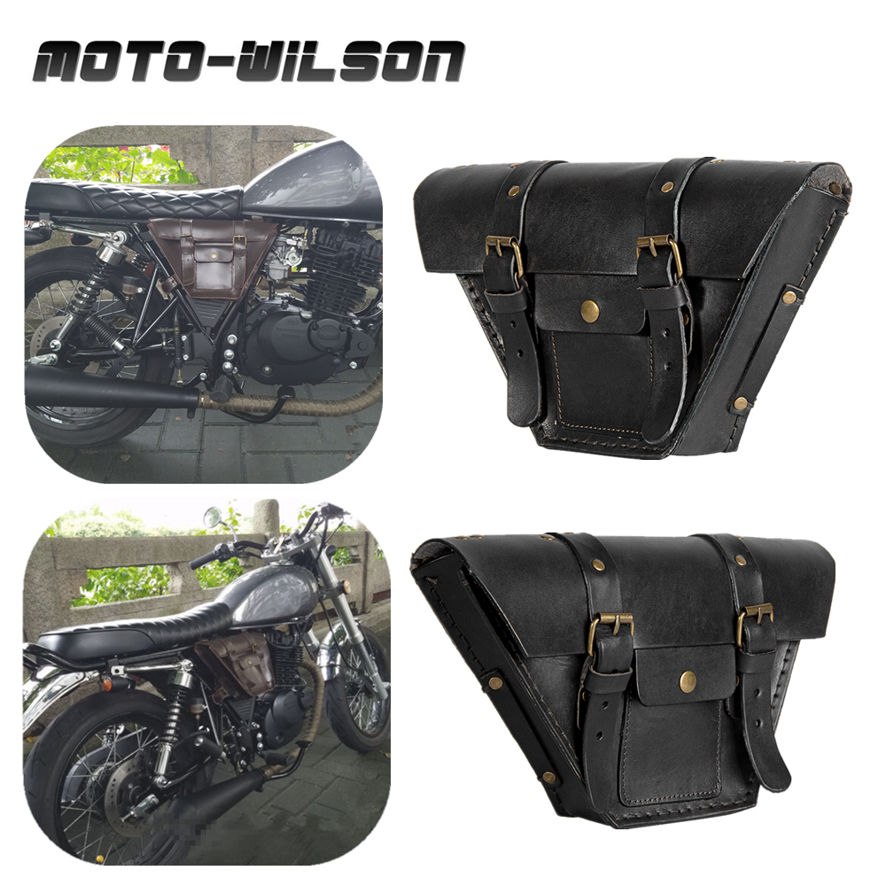 CAFE RACER Side Saddlebag Leather Bag Storage Water Tool Pouch Mash125 ...