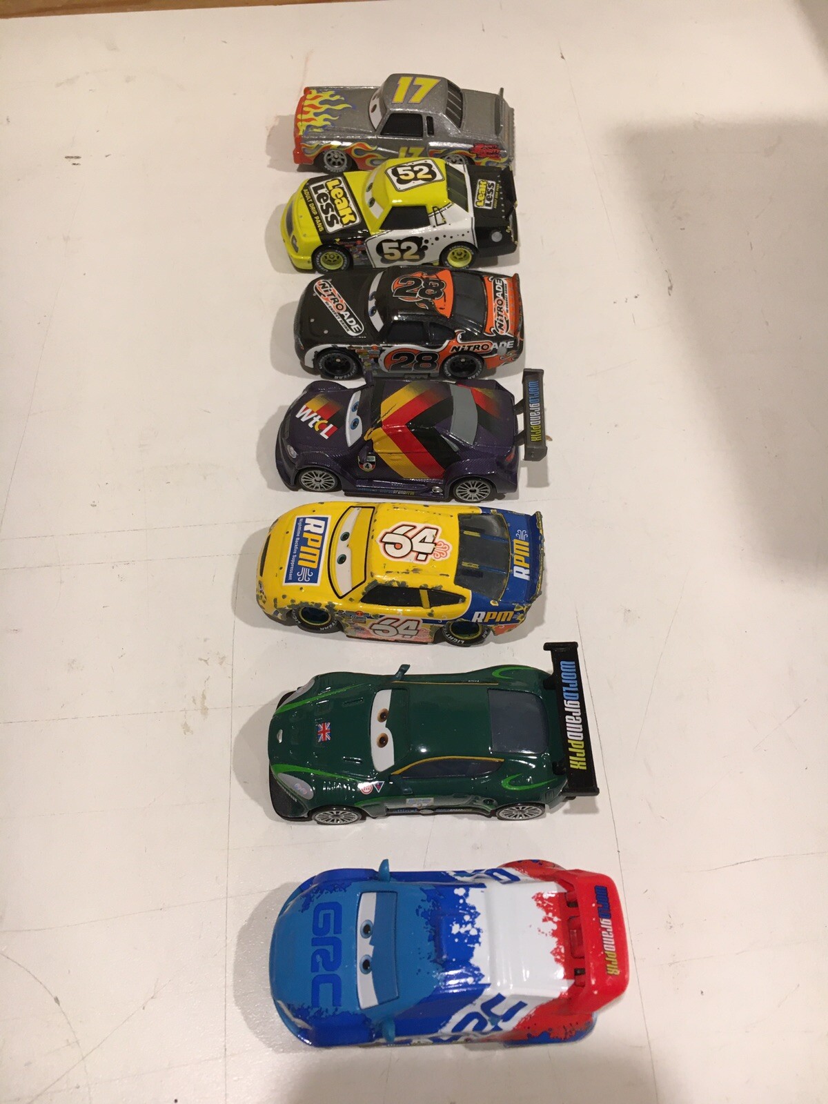 Disney Pixar Cars 1:55 Scale 7 Diecast Race Cars, RPM, Nitroade, WTCL ...