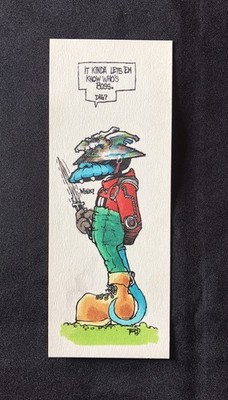 Original Larry Todd Art: Comic Book Style Character "Who's Boss" 7.25x2 ...