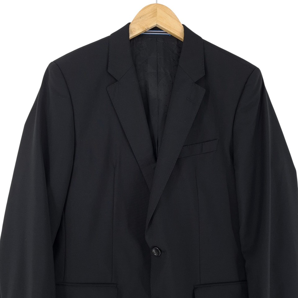 Tommy Hilfiger Jacke Blazer Schurwolle Schwarz Ba3 Größe Eu 48 UK/US 38 ...