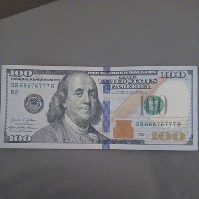 Fancy Serial Number $100 Dollar Bill EXTREMELY RARE SERIAL NUMBER QB ...