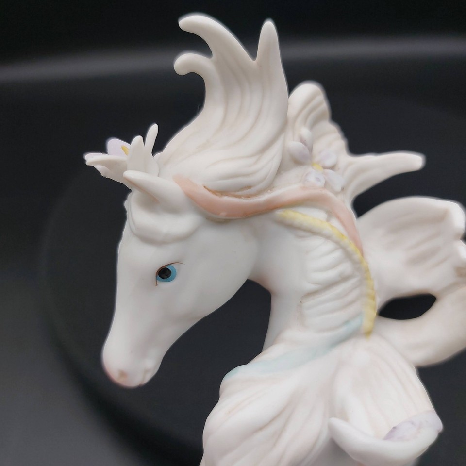 Enesco Horse Figurine FORMER UNICORN Porcelain White Rearing Vtg ...