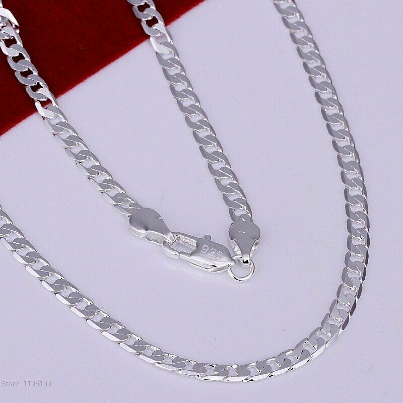 Authentic 4mm Solid 925 Sterling Silver Plated Men Women's Link Chain ...