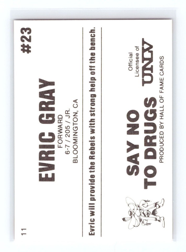 1990-91 Hall of Fame UNLV Runnin' Rebels Police #11 Evric Gray | eBay