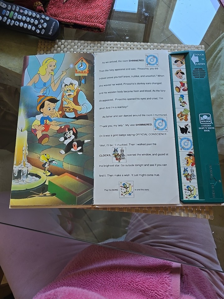 Vtg 1992 Golden Sound Story Board Sight 'N' Sound Book Pinocchio Disney ...