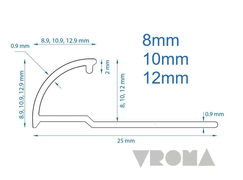 TILE TRIMS VROMA Single Trim, Mix & Match- All Profiles Many Finishes ...