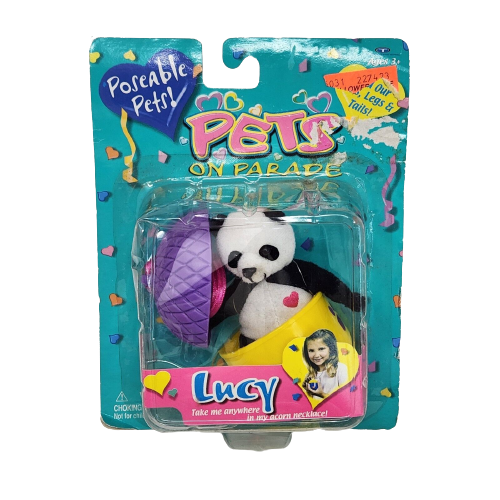 2000 TRENDMASTERS PETS ON PARADE POSEABLE PANDA BEAR LUCY IN ACORN ...