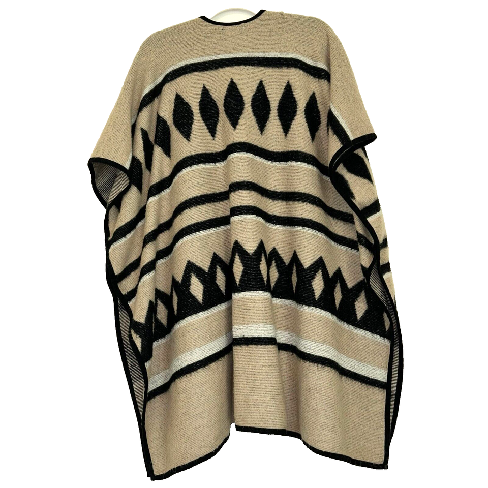 Lucky Brand Aztec Print Sweater Knit Poncho One Size | eBay