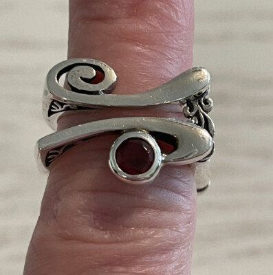 Sterling Silver And Garnet Hinged Reversible Ring Size 7 | eBay