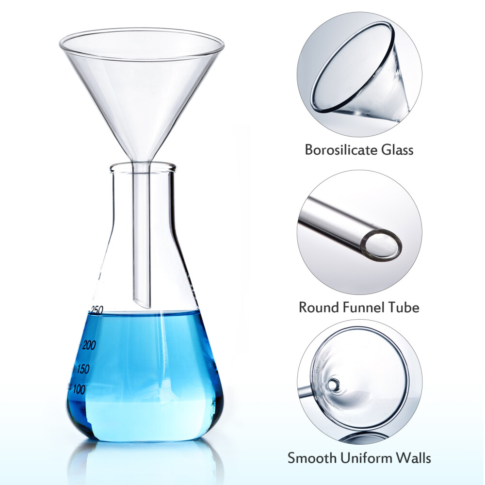 4 Pcs Short Tube Glass Funnel Funnels for Kitchen Use Filling Bottles ...