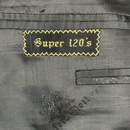 OXXFORD 100% Flannel Wool Super 120's Gray Light Blue Stripe Suit 48 L ...