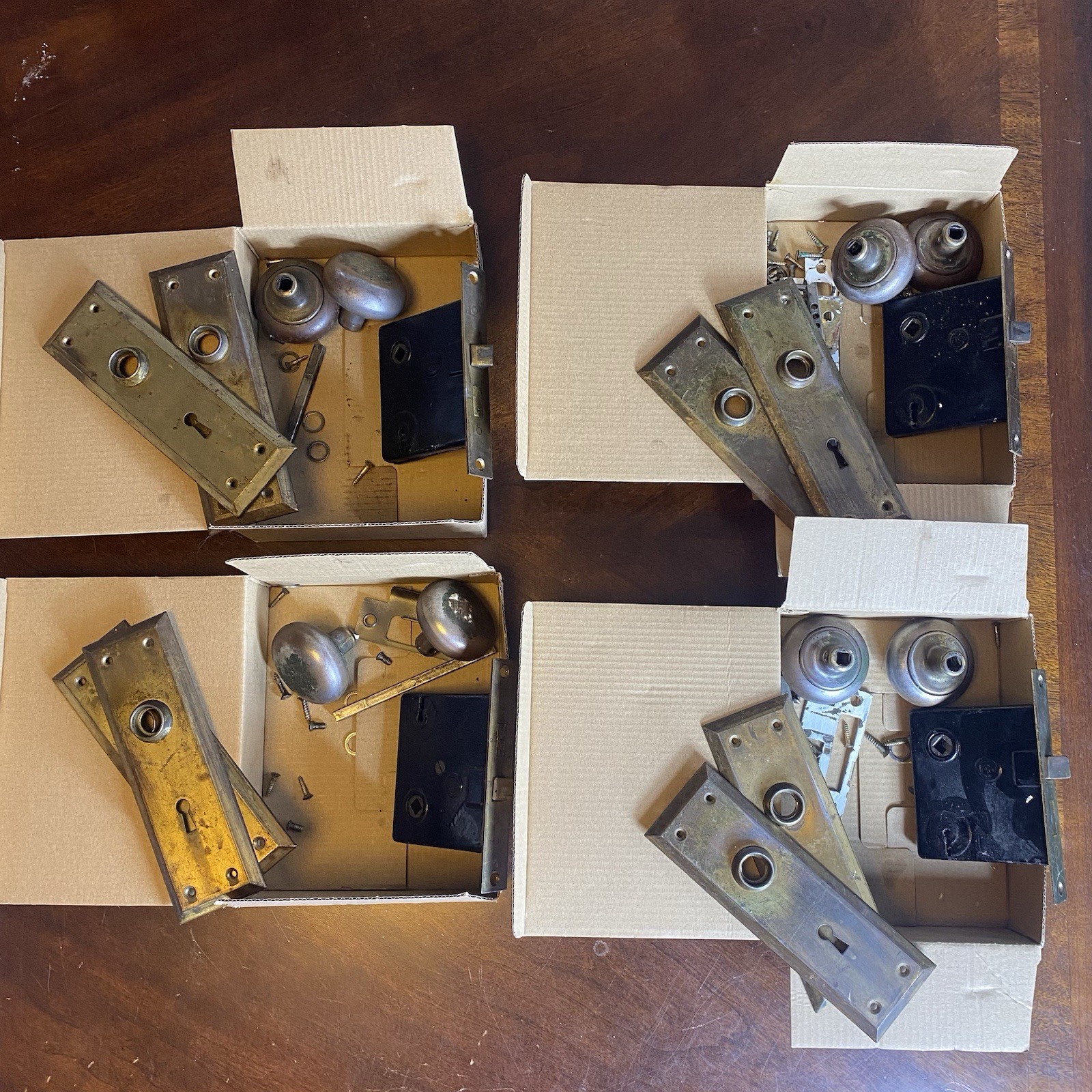 Lot Of 4 Antique Penn Door Locks Copper/Brass Cover Plates & Screws NO ...