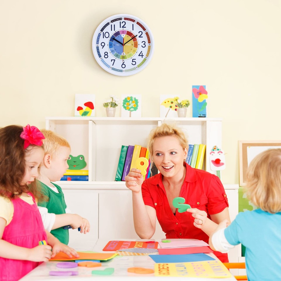 Lafocuse 12 Inch Silent Telling Time Diameter: 12"(30 cm), Multi ...