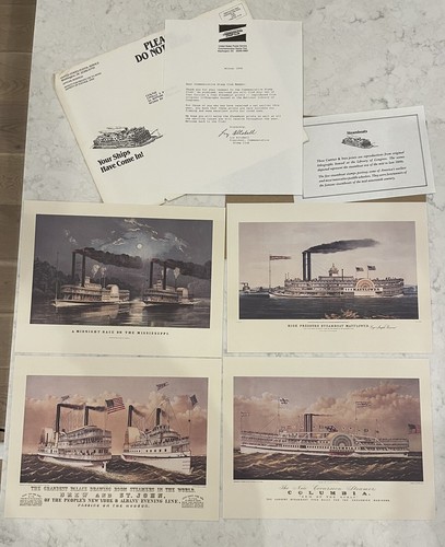 1989 Currier and Ives Steam Ship Lithographs - 9”x12” Set of 4 - USPS ...