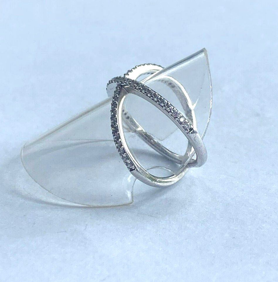 Ring aus 2 gekreuzten Ringen mit Zirkonia Silber 925 Gr. 56 - 17,8 mm ...