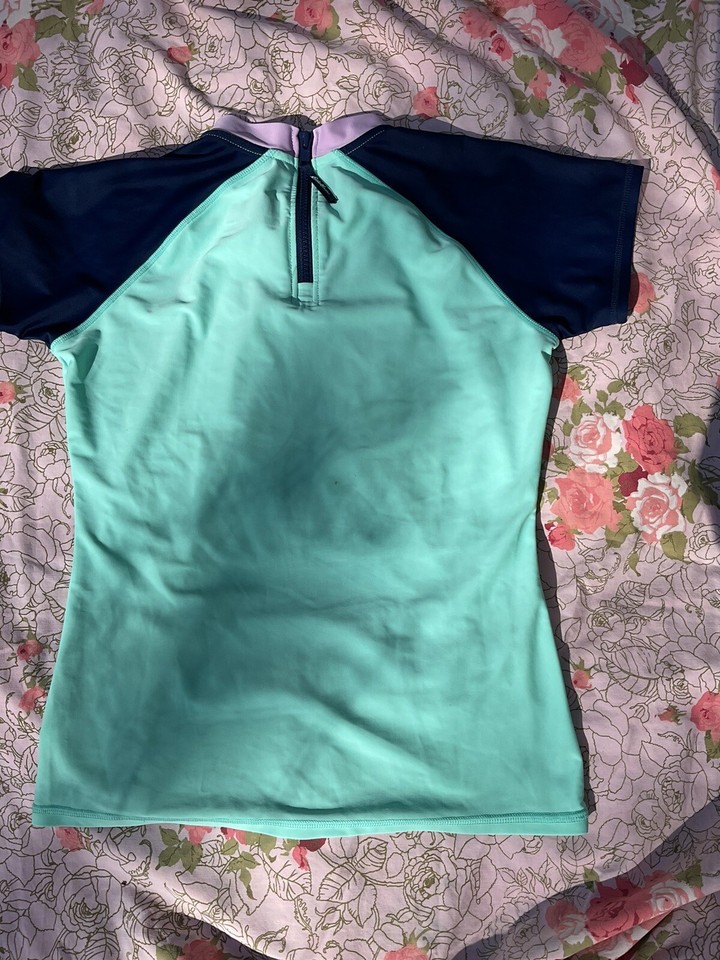 Eddie Bauer Girls Kids Rash Guard Surf Swim Shirt Short Sleeve Size L ...
