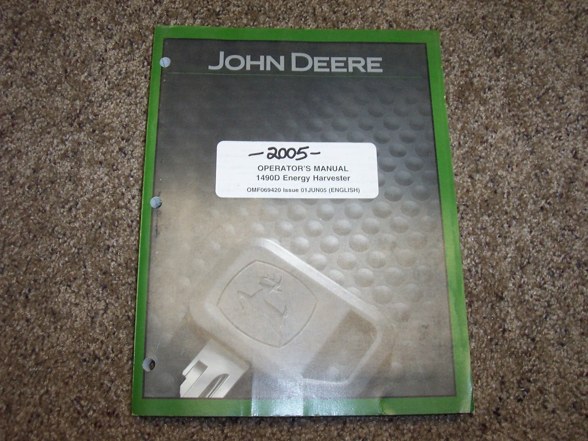 John Deere 1490D 1490 D Harvester Operator Owner User Guide Manual ...