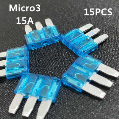 15Pieces 15Amp Micro 3 Blade Fuse Automotive Auto Blade Fuses 15A | eBay