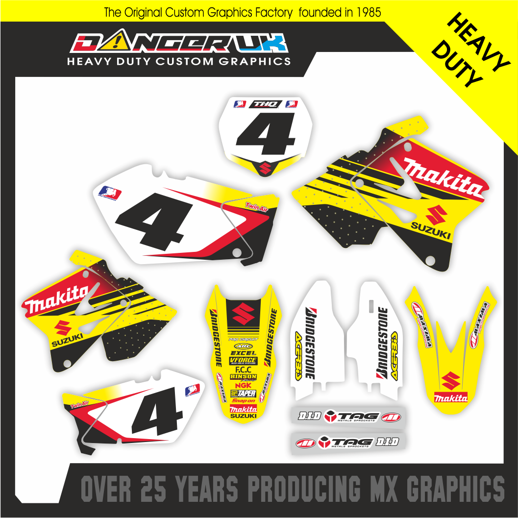 SUZUKI RM 125 250 2004 2005 2006 2007 2008 FULL GRAPHICS KIT MAKITA ...