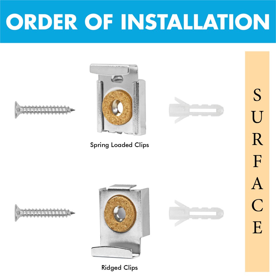 Spring Loaded Mirror Hanger Clips Set Unframed Mirror Mount Clips w ...