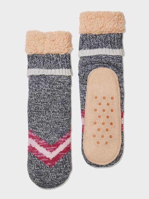 Peter Alexander Knit Chevron Alpine Mountain socks M - L 8 - 9 suede ...