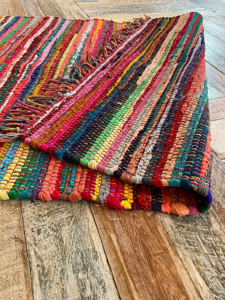 Rag Rug Festival Rugs Multicolour Rainbow Mat Cotton Hand Made ...