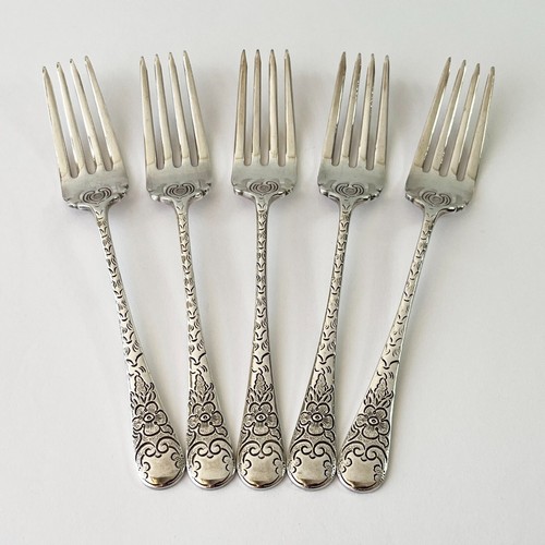 Vintage Rodd Jasmine Silverplate 5 Fruit/Sweet Dessert Forks, Shell ...