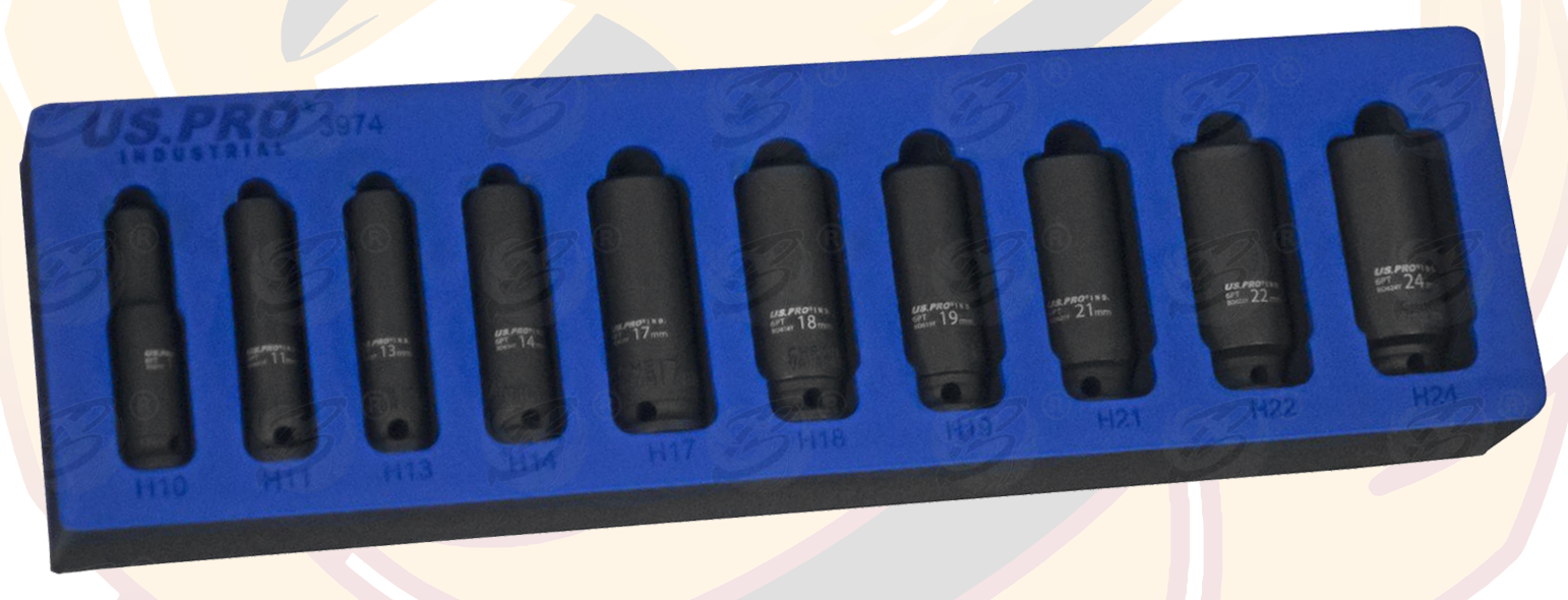 US PRO DEEP IMPACT SOCKET Set 3/8"Dr 10pc 10mm - 24mm 6pt Hex Long ...