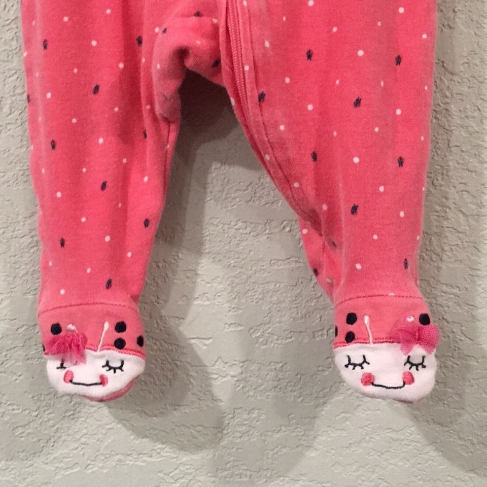 Little Wonders Baby 0-3M Ladybug Polka Dot Foot Sleeper 100% Cotton | eBay