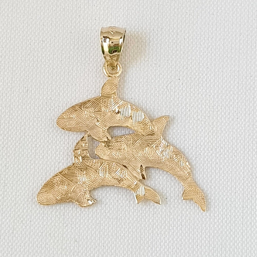 14k Yellow Gold Orca Whale Pendant / Charm, Made in USA | eBay