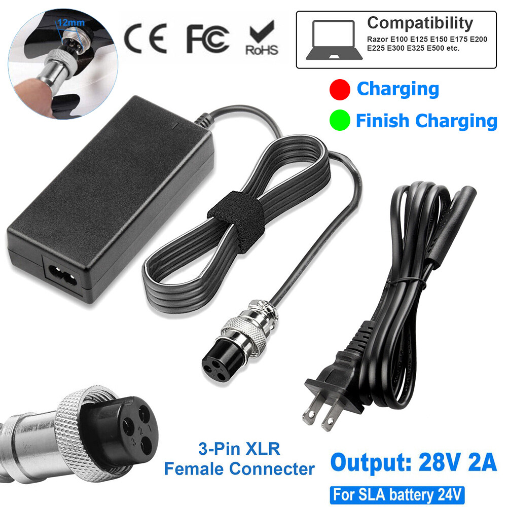 Electric Scooter Battery Charger 24V 2A for RAZOR E100 E200 E300 E500 ...