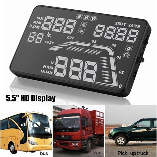 5.5" Screen Car GPS Head-up Display Speedometer Car Trip Computer HUD ...