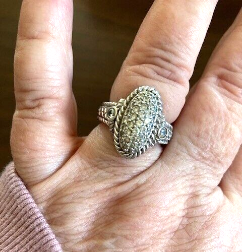 Judith Ripka Sterling Silver 925 Vintage Diamonique Oval Pave Ring ...
