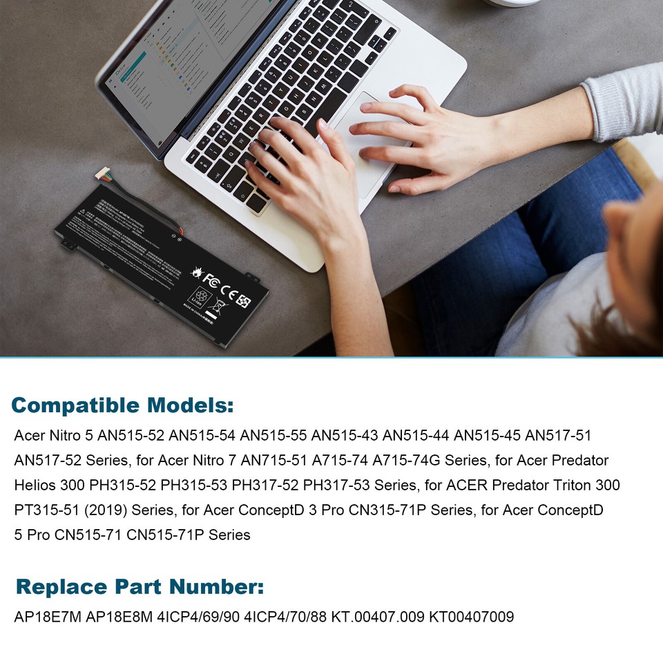 AP18E7M AP18E8M Battery for Acer Nitro 5 AN515-54 AN517-51 Nitro 7 ...