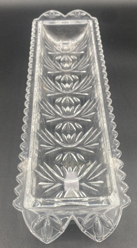 Vintage Polish Crystal Cracker Serving Dish Footed Rectangular 24% Lead ...