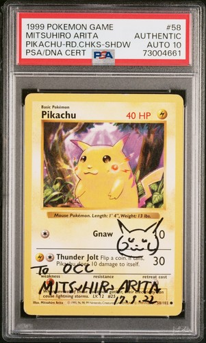 Mitsuhiro Arita Signed 1999 Pokemon Pikachu Red Cheeks AUTO 10 | eBay